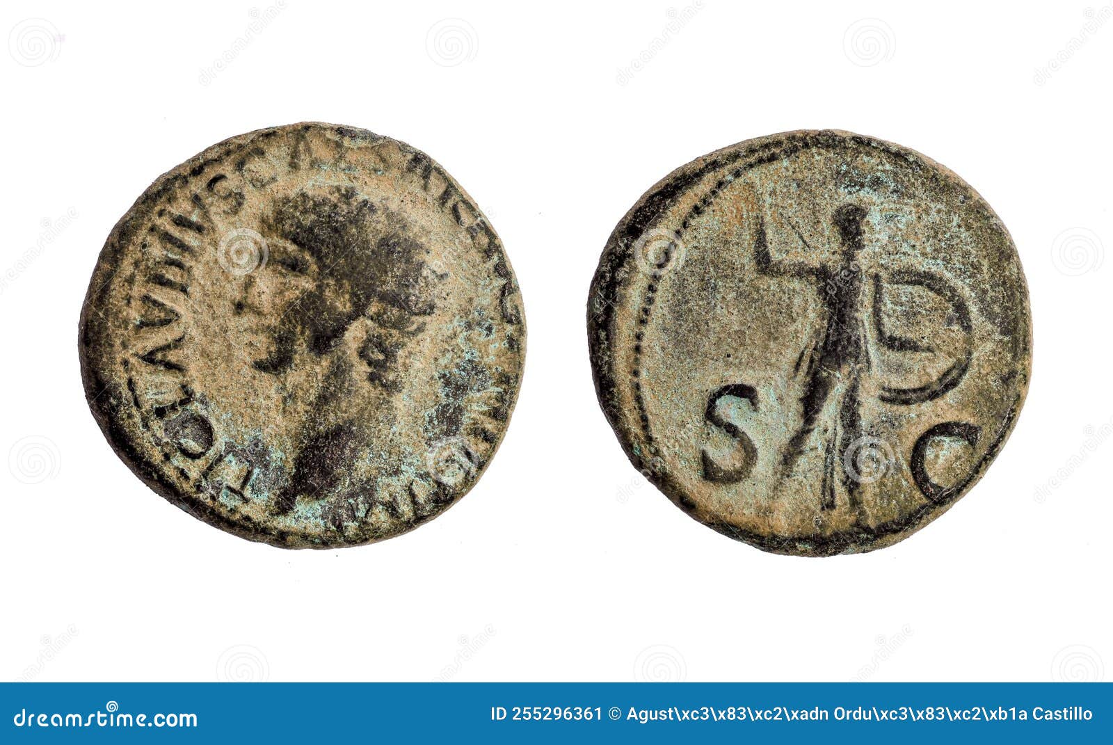 Moneda De Bronce Del Imperio Romano. As De Agosto Imagen de archivo ...