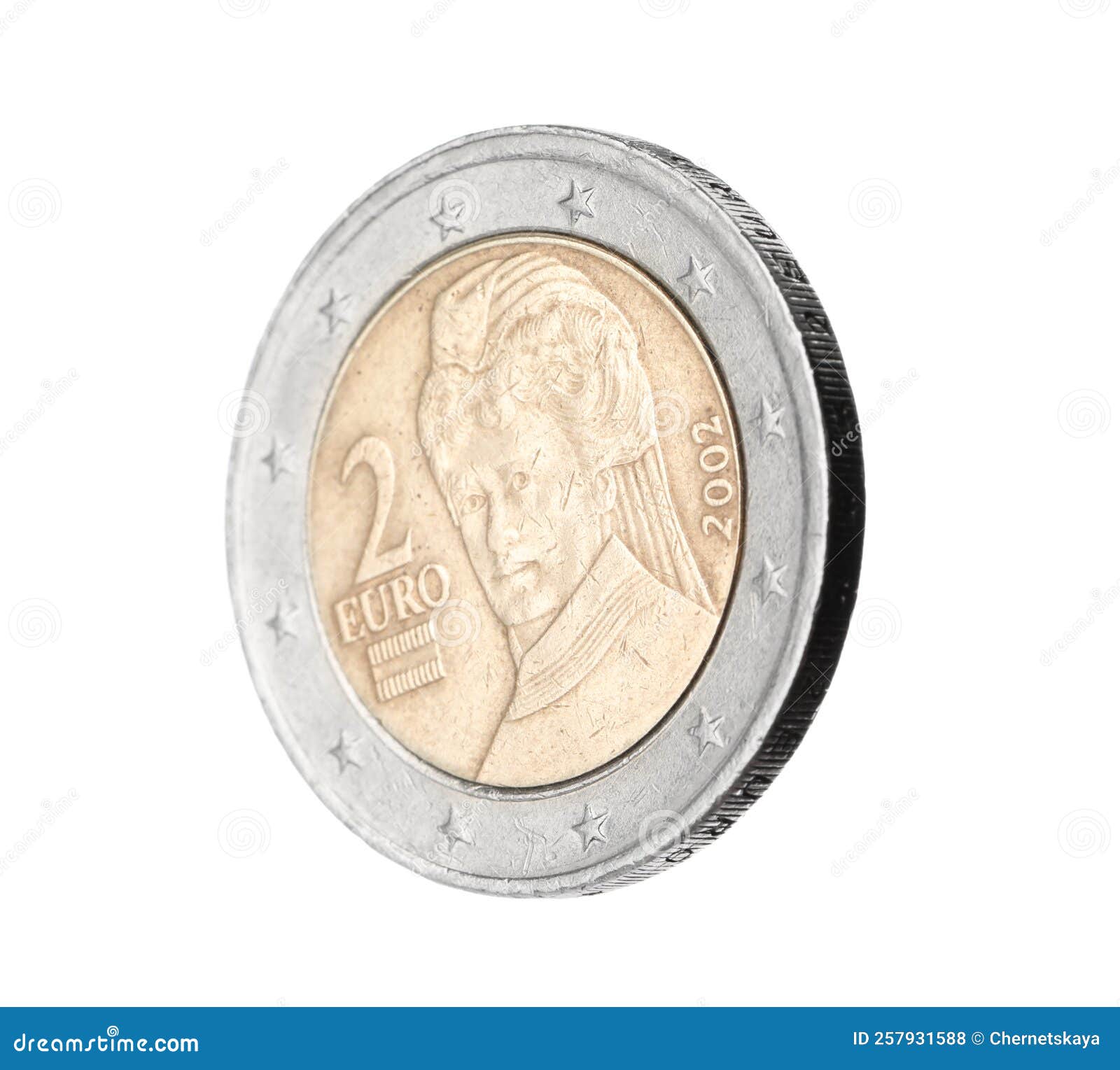 Moneda De Dos Euros Brillante Aislada En Blanco Foto de archivo ...