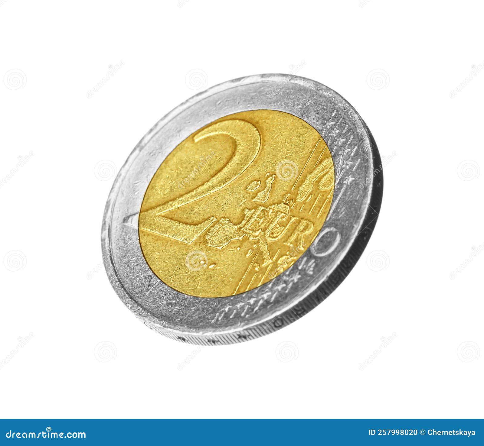 Moneda De Dos Euros Brillante Aislada En Blanco Foto de archivo ...