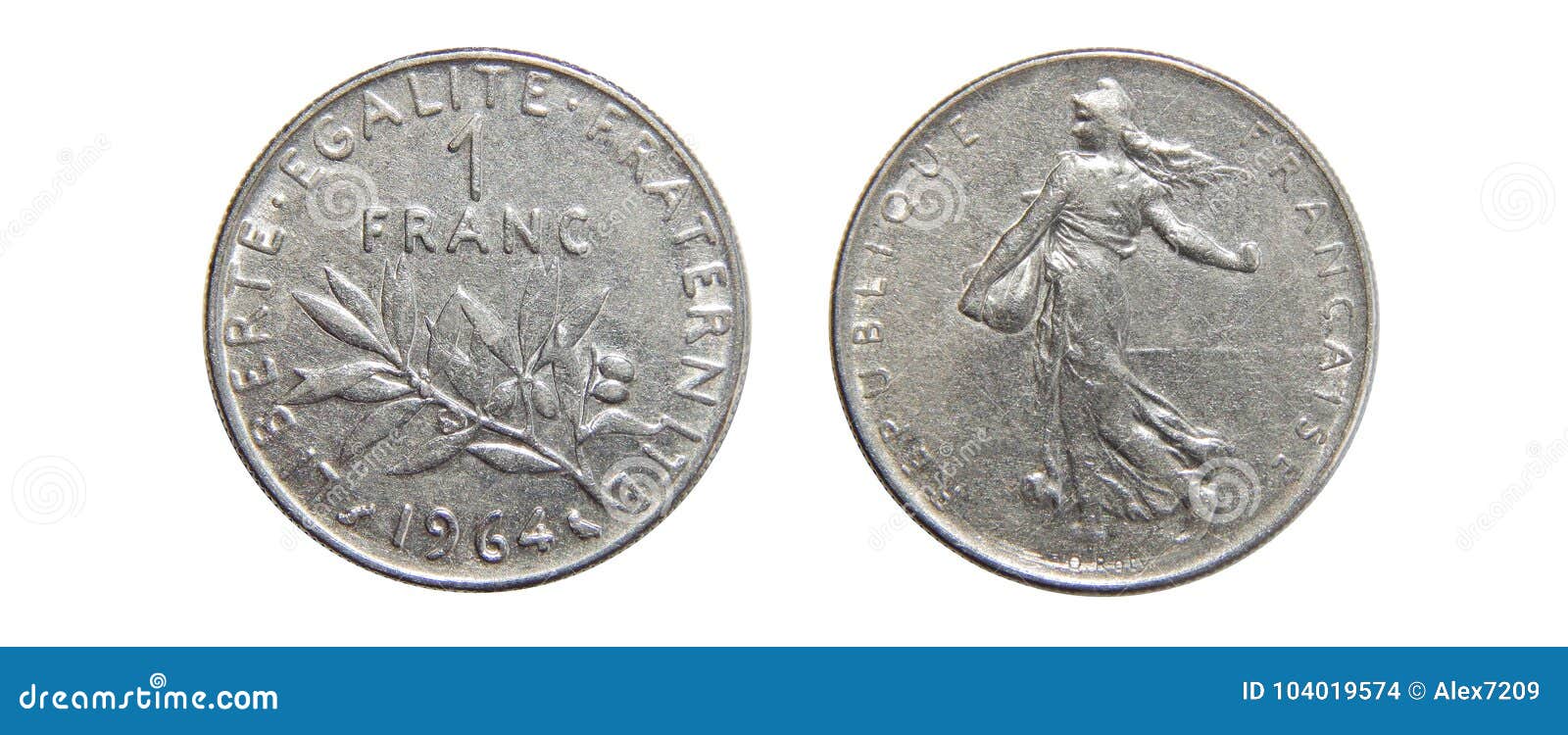 Moneda De Francia 1 Franco 1964 Foto de archivo - Imagen de imagen ...
