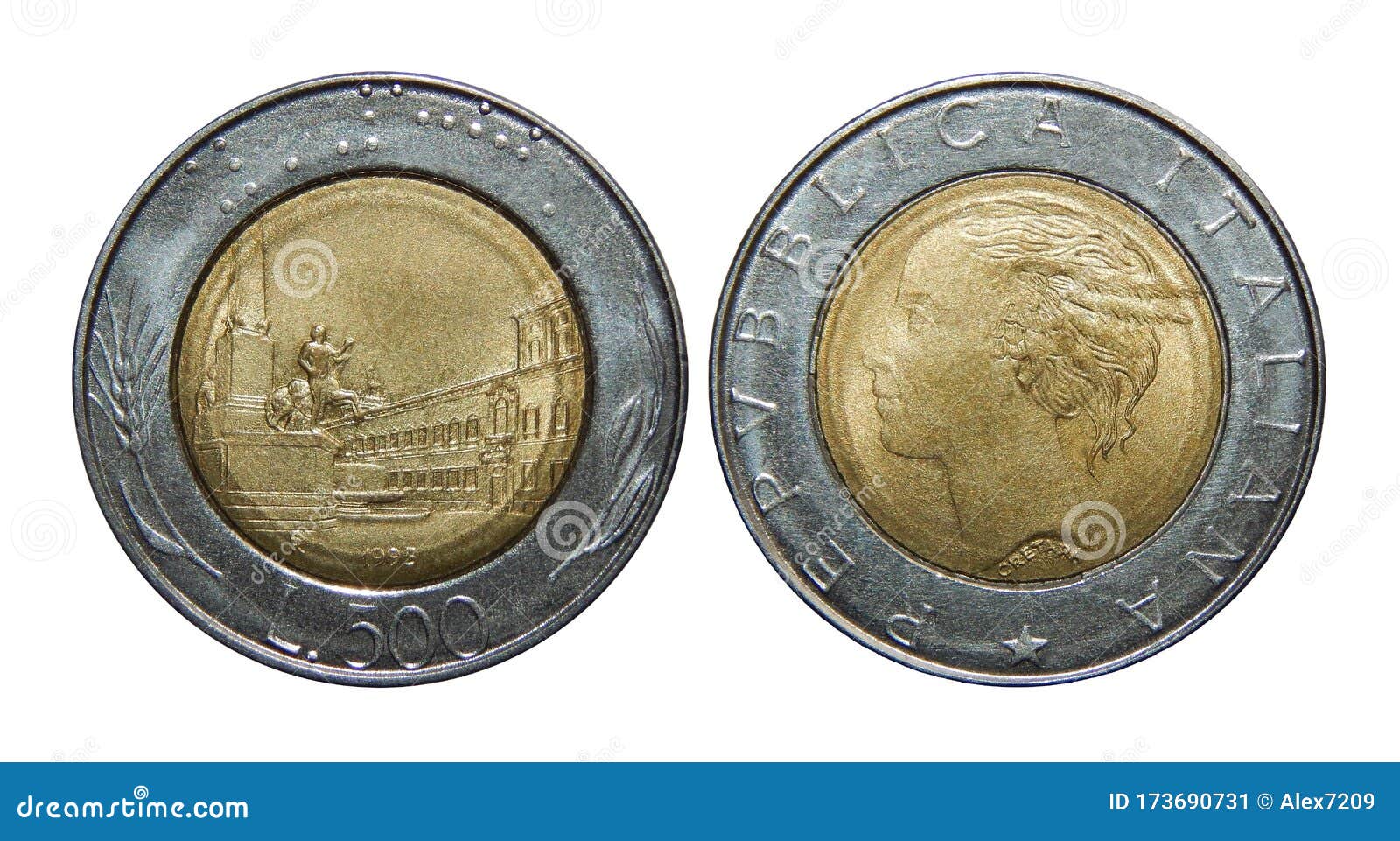 Moneda de Italia 500 liras imagen de archivo. Imagen de finanzas ...