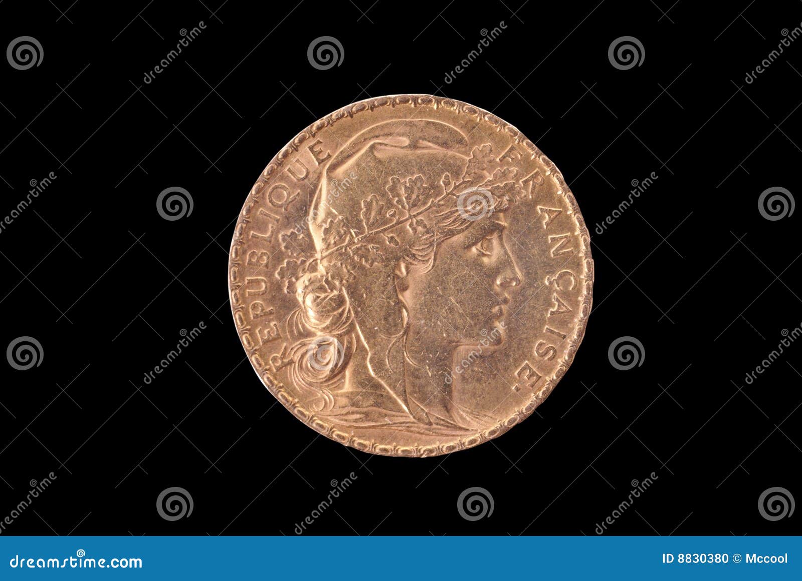 Moneda De Oro Antigua Francesa. 20 Francos. Anverso Foto de archivo ...