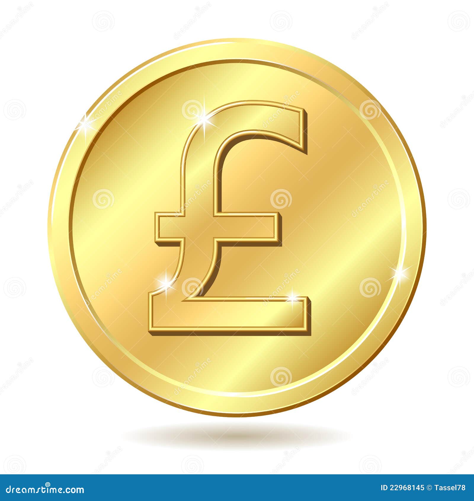 Moneda De Oro Con La Muestra De La Libra Esterlina Ilustración del ...