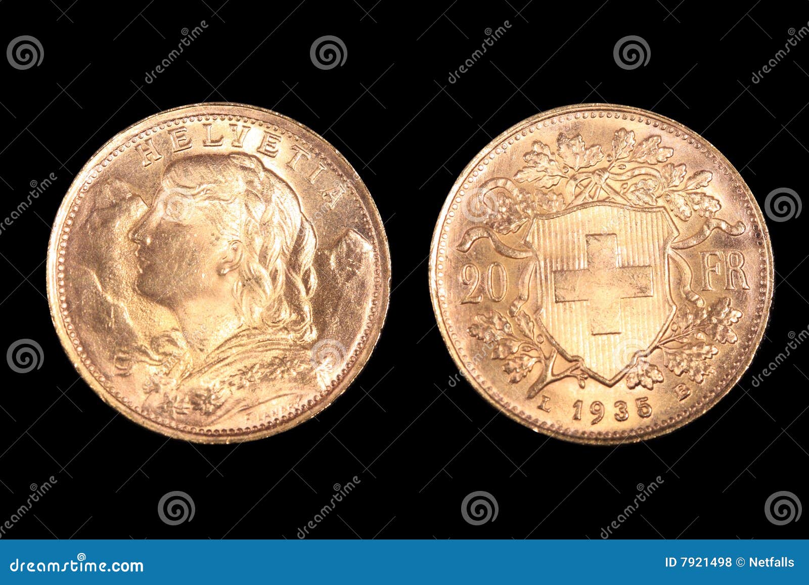 Moneda de oro suiza foto de archivo. Imagen de macro, cierre - 7921498