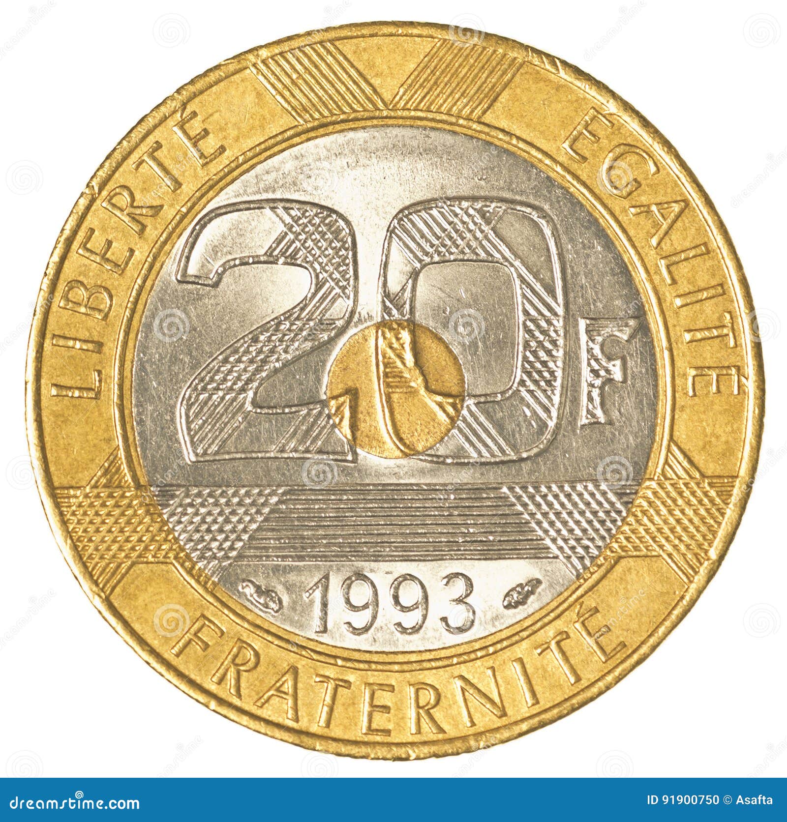 Moneda Del Franco Francés 20 Foto de archivo - Imagen de brillo, banca ...
