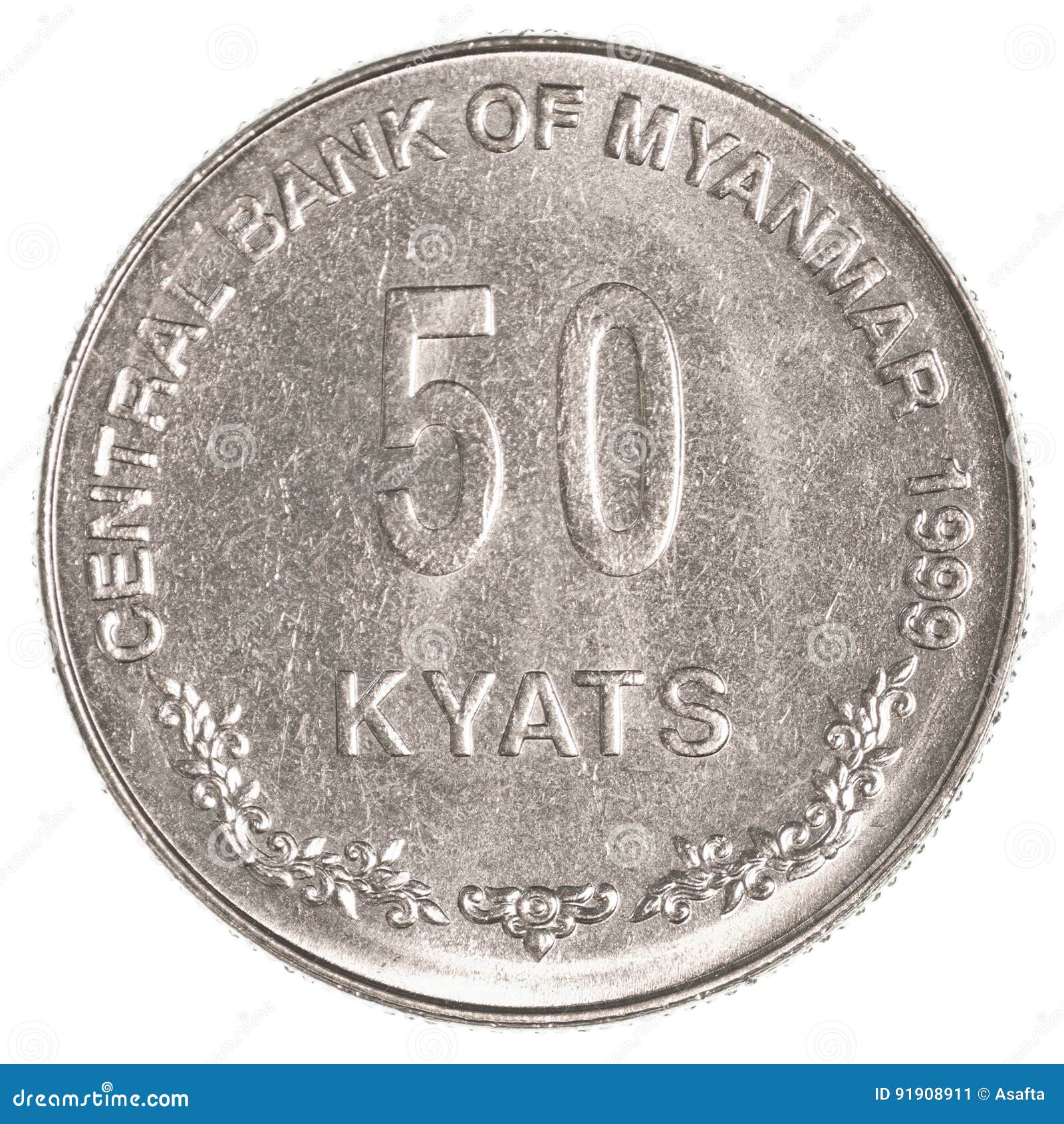 Moneda Del Kyat De Myanmar De 50 Birmanos Imagen de archivo - Imagen de ...
