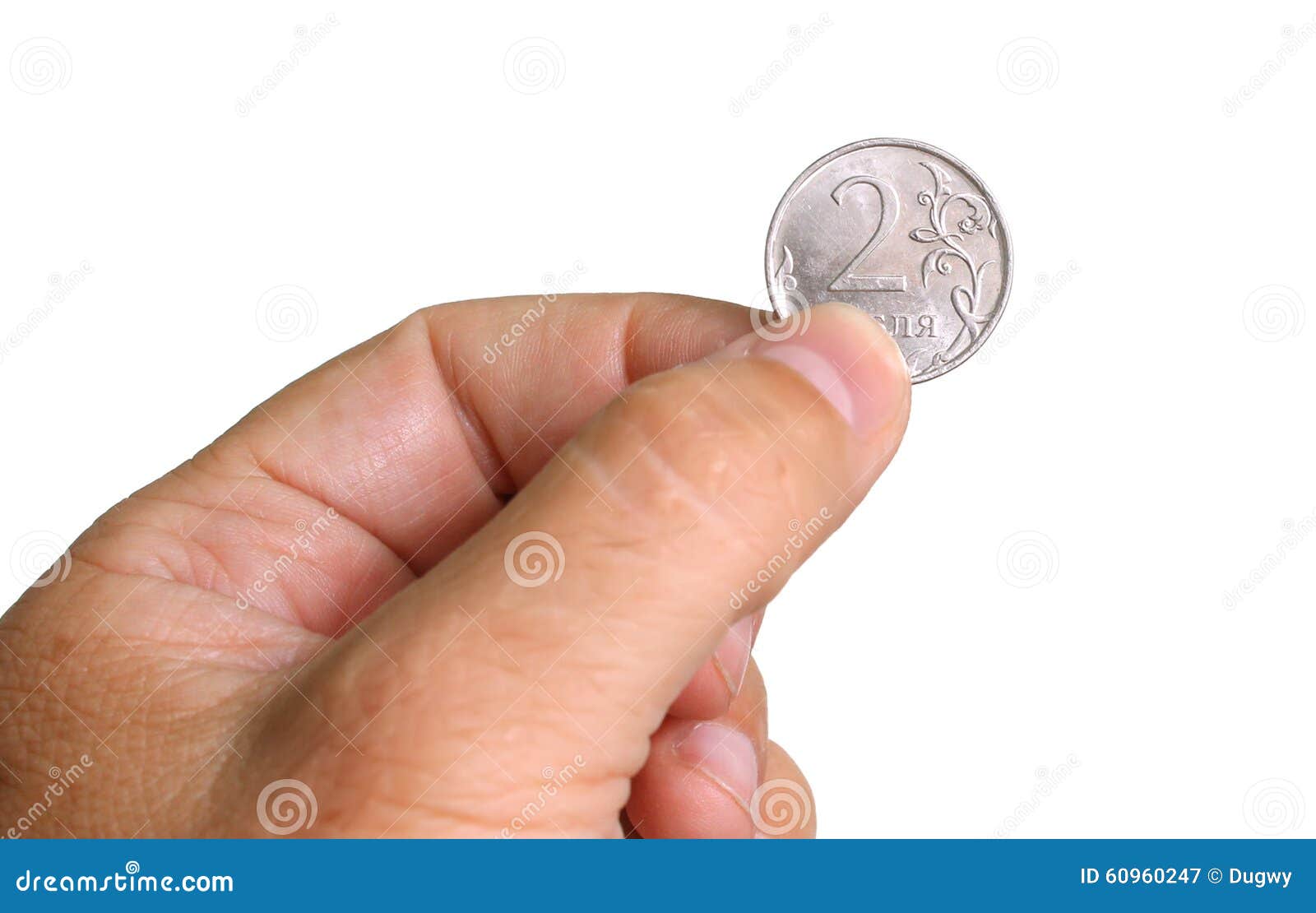 Moneda en su mano imagen de archivo. Imagen de cierre - 60960247