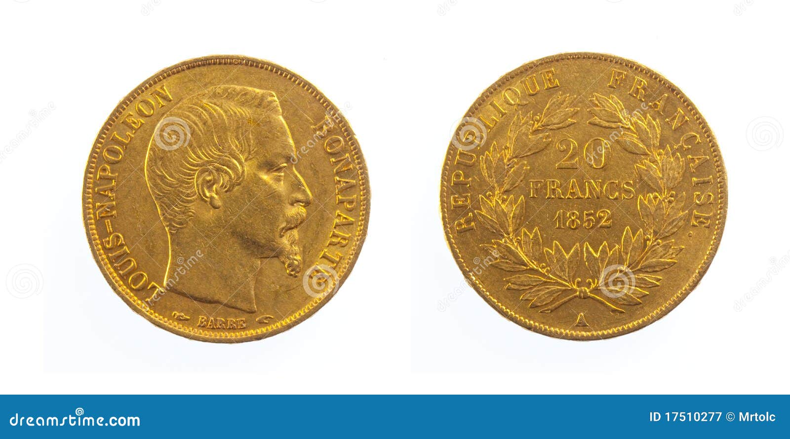 Moneda francesa de oro imagen de archivo. Imagen de aislado - 17510277