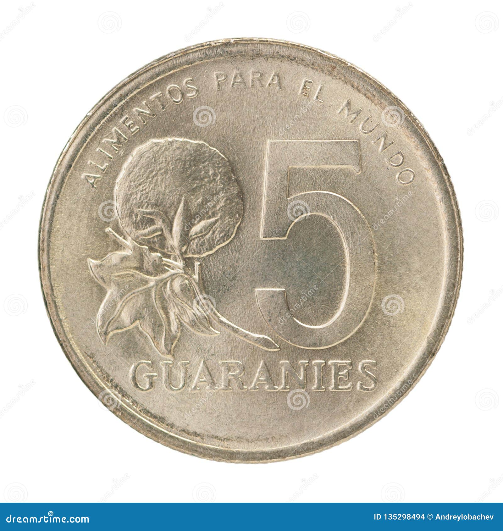 Moneda Paraguay Guarani foto de archivo. Imagen de cinco - 135298494
