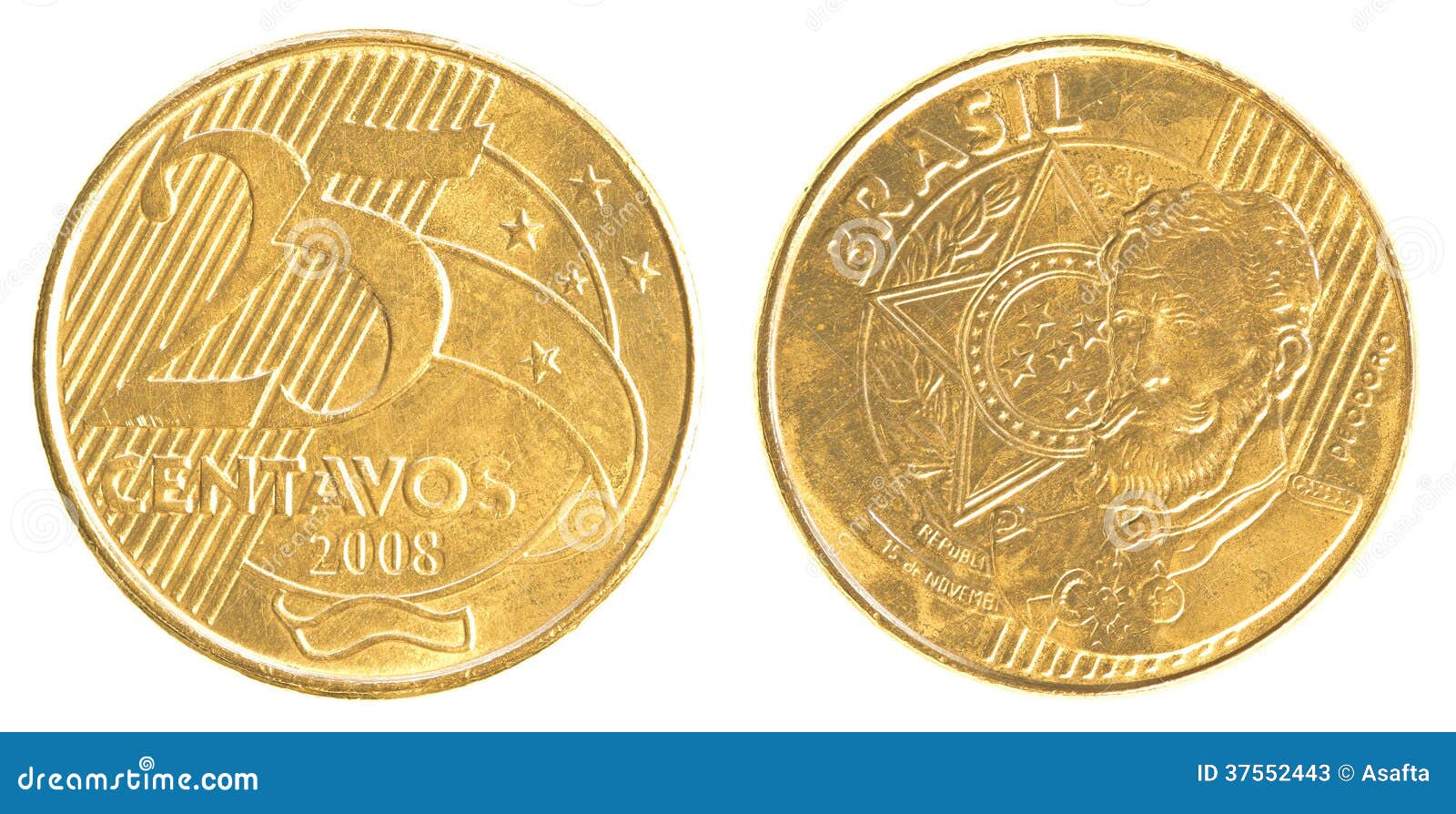 Moneda Real Brasileña De 25 Centavos Imagen de archivo - Imagen de ...