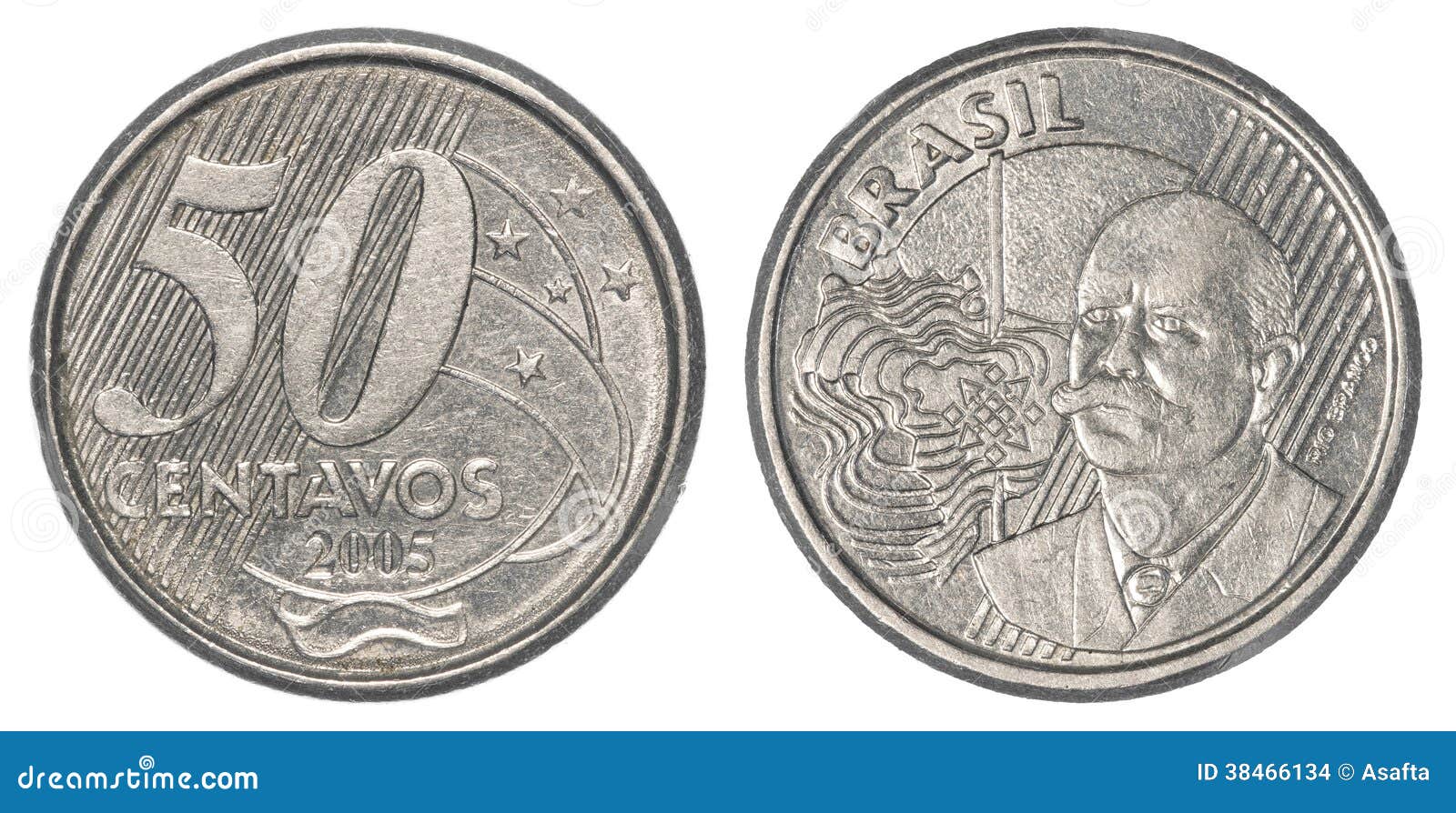 Moneda Real Brasileña De 50 Centavos Foto de archivo - Imagen de ...
