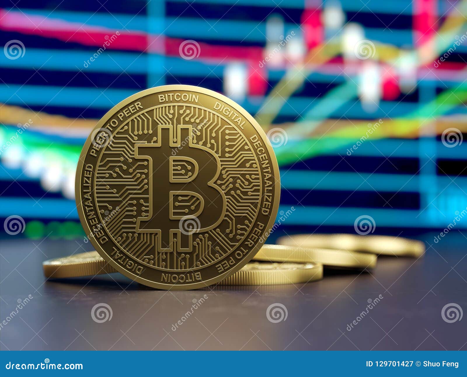 Moneda Virtual De Oro De La Carta De Crecimiento De Bitcoin Stock de ...