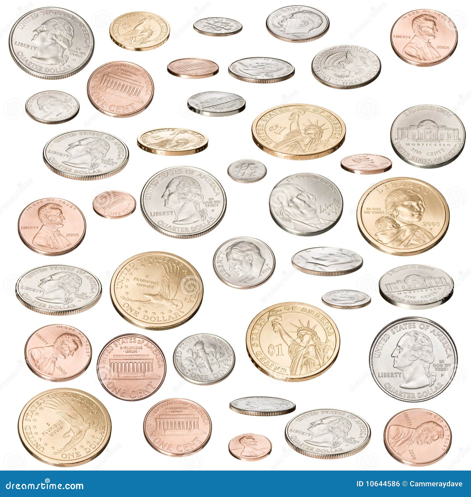 Monedas Americanas Aisladas Foto de archivo - Imagen de colas, dime ...