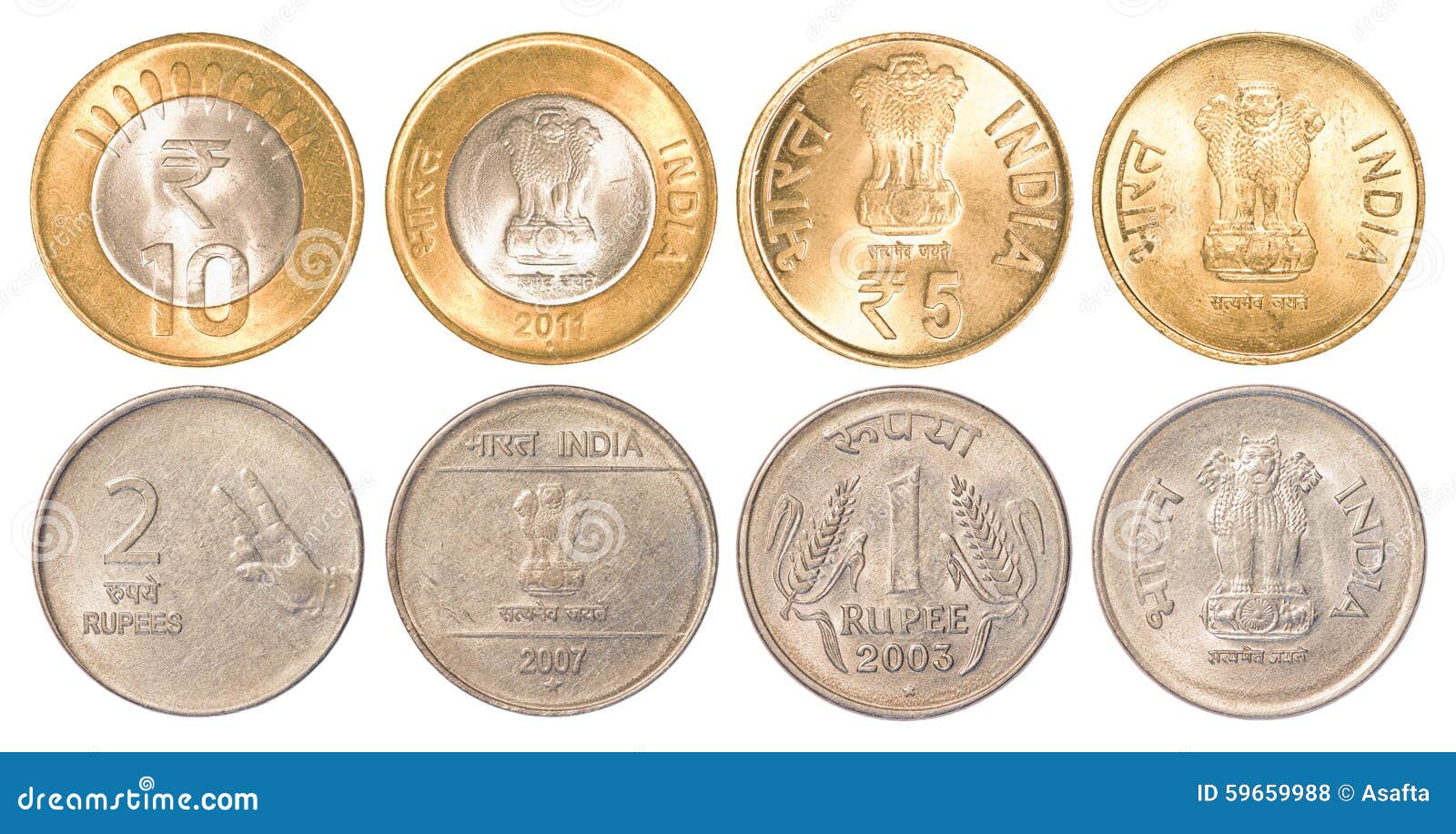 Monedas De Circulación De La India Foto de archivo - Imagen de ...