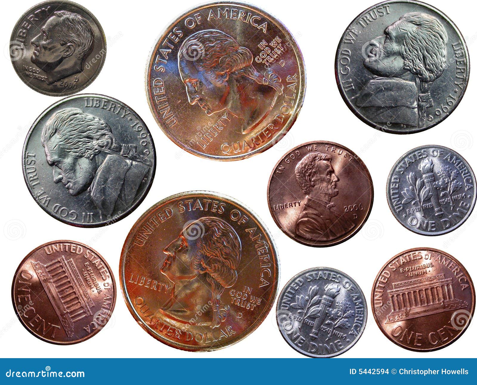 Monedas De Estados Unidos Imagenes de archivo - Imagen: 5442594