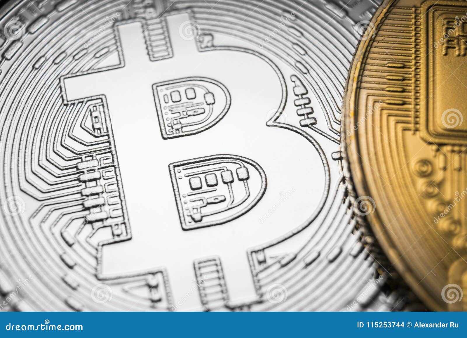 Monedas De La Moneda Crypto, Primer Del Bitcoin Foto de archivo ...