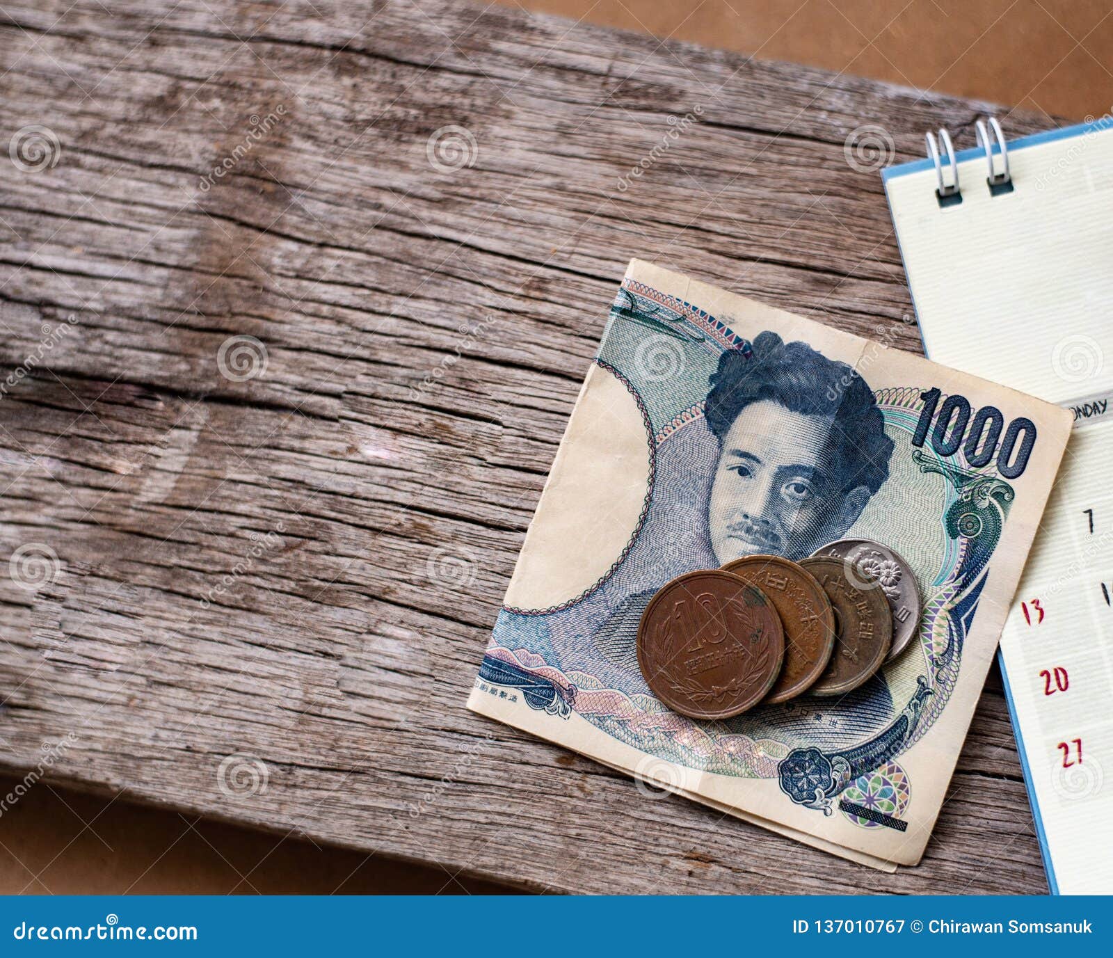 Monedas De Las Notas De Los Yenes Y De Los Yenes Imagen de archivo ...