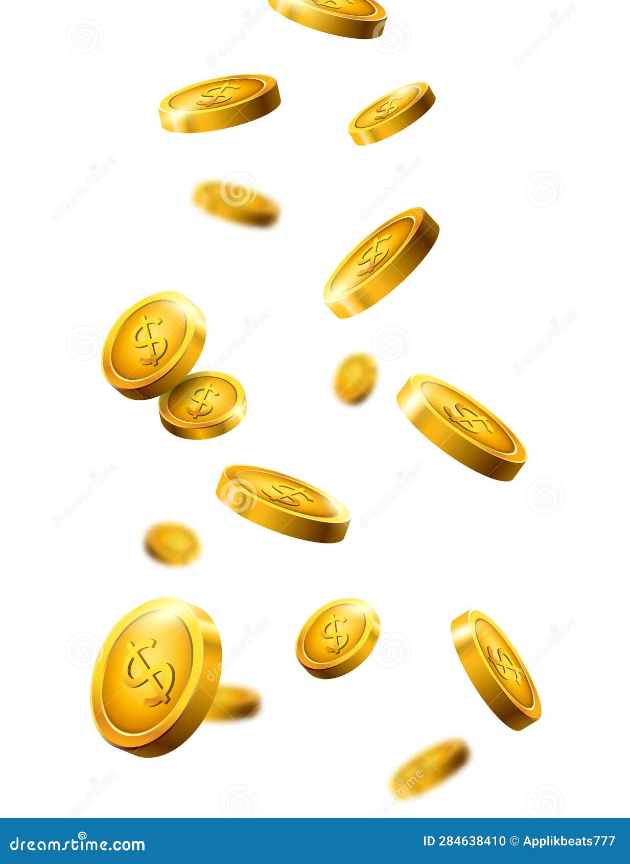Monedas De Oro Cayendo. Tesoro De Monedas De Dinero Vectorial Aislado ...