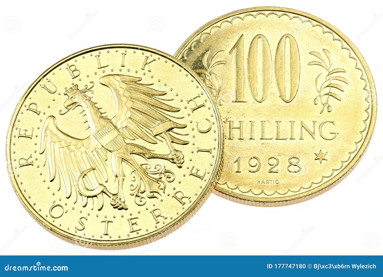 Monedas De Oro De 100 Chelines Foto de archivo - Imagen de ...