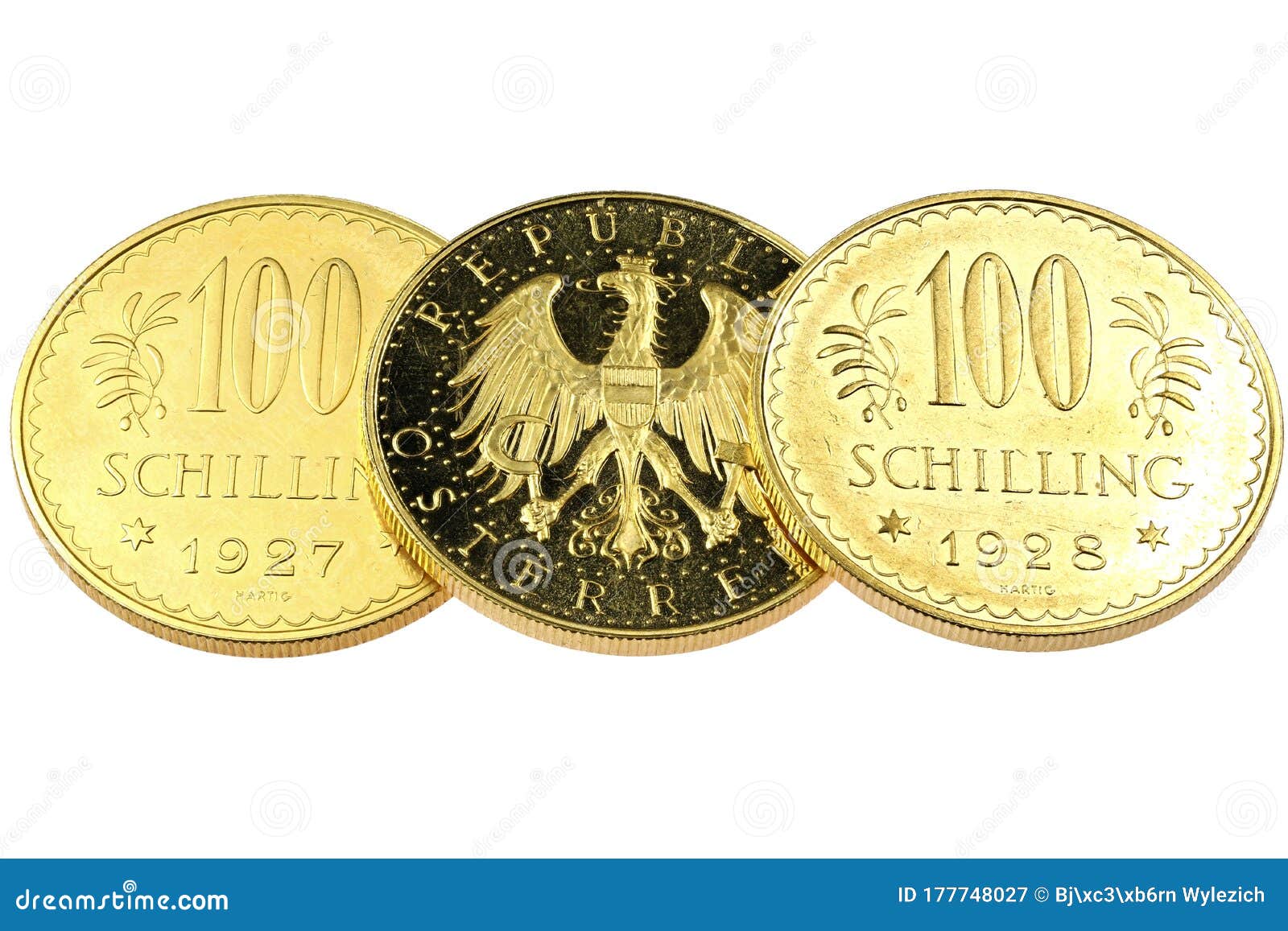 Monedas De Oro De 100 Chelines Imagen de archivo - Imagen de activo ...