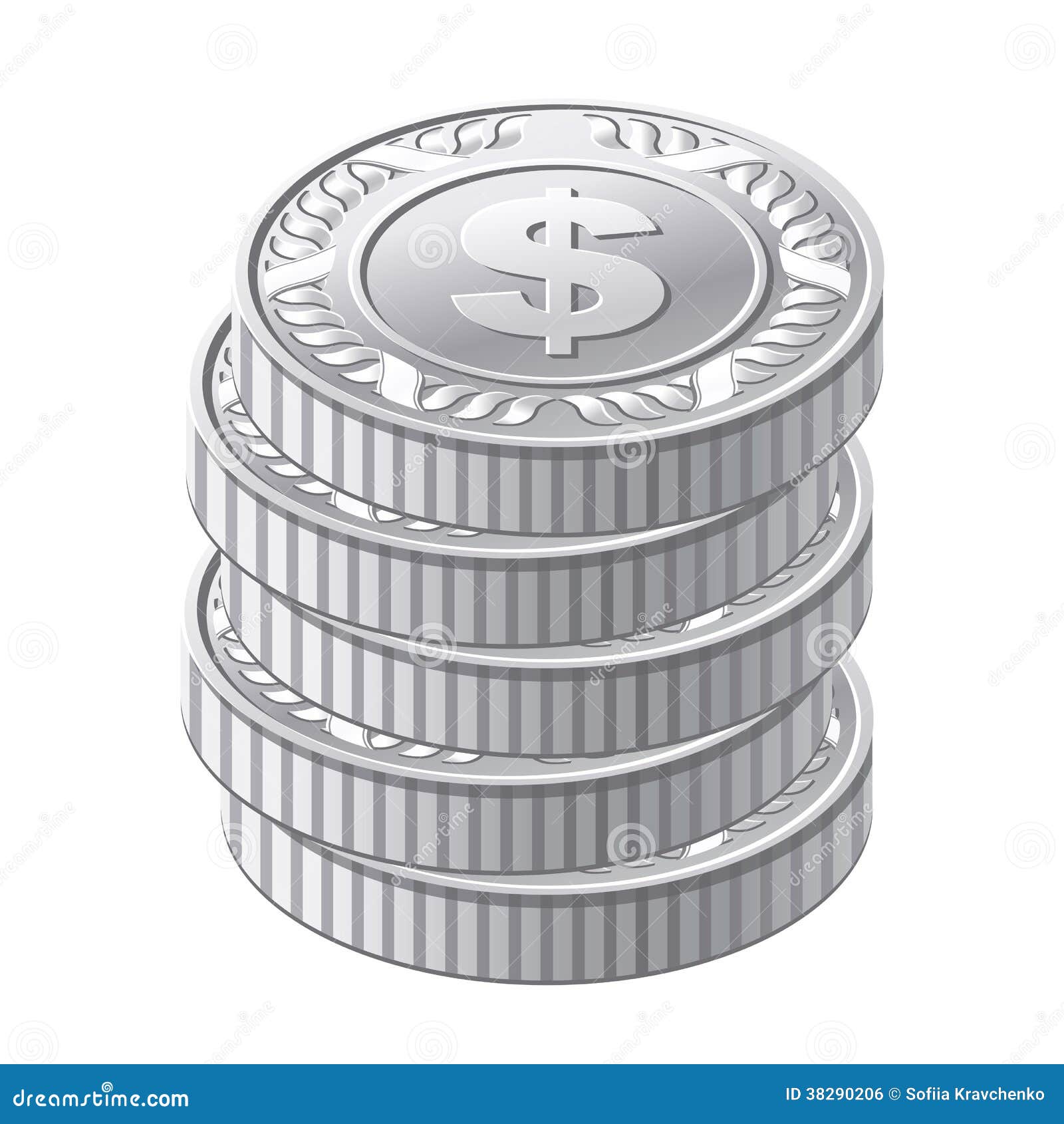 Monedas de plata ilustración del vector. Ilustración de negocios - 38290206