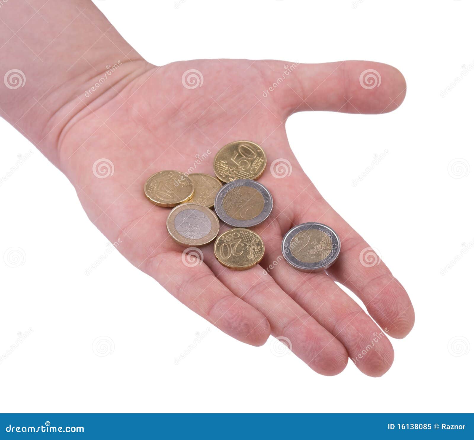 Monedas en la mano imagen de archivo. Imagen de préstamo - 16138085