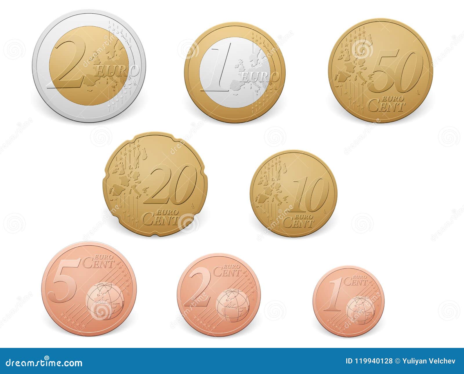 Monedas euro ilustración del vector. Ilustración de dinero - 119940128