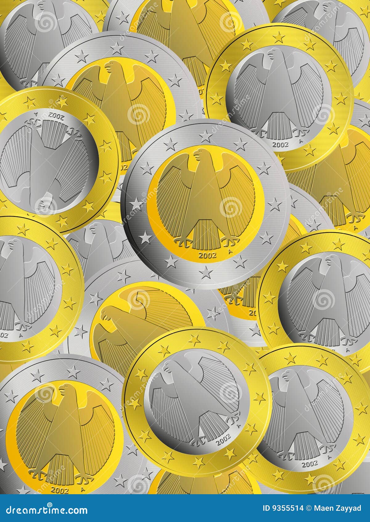 Monedas euro alemanas stock de ilustración. Ilustración de euro - 9355514