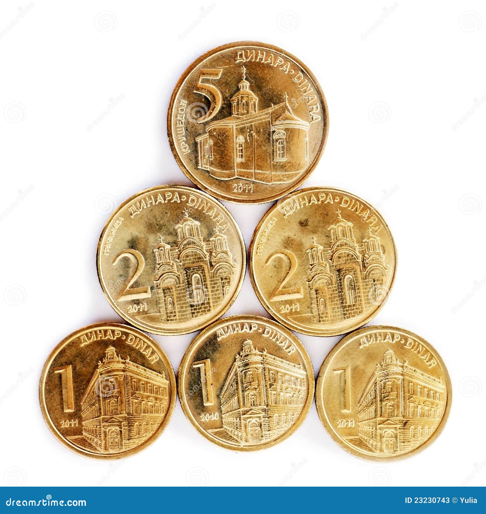 Monedas servias del dinar imagen de archivo. Imagen de precio - 23230743