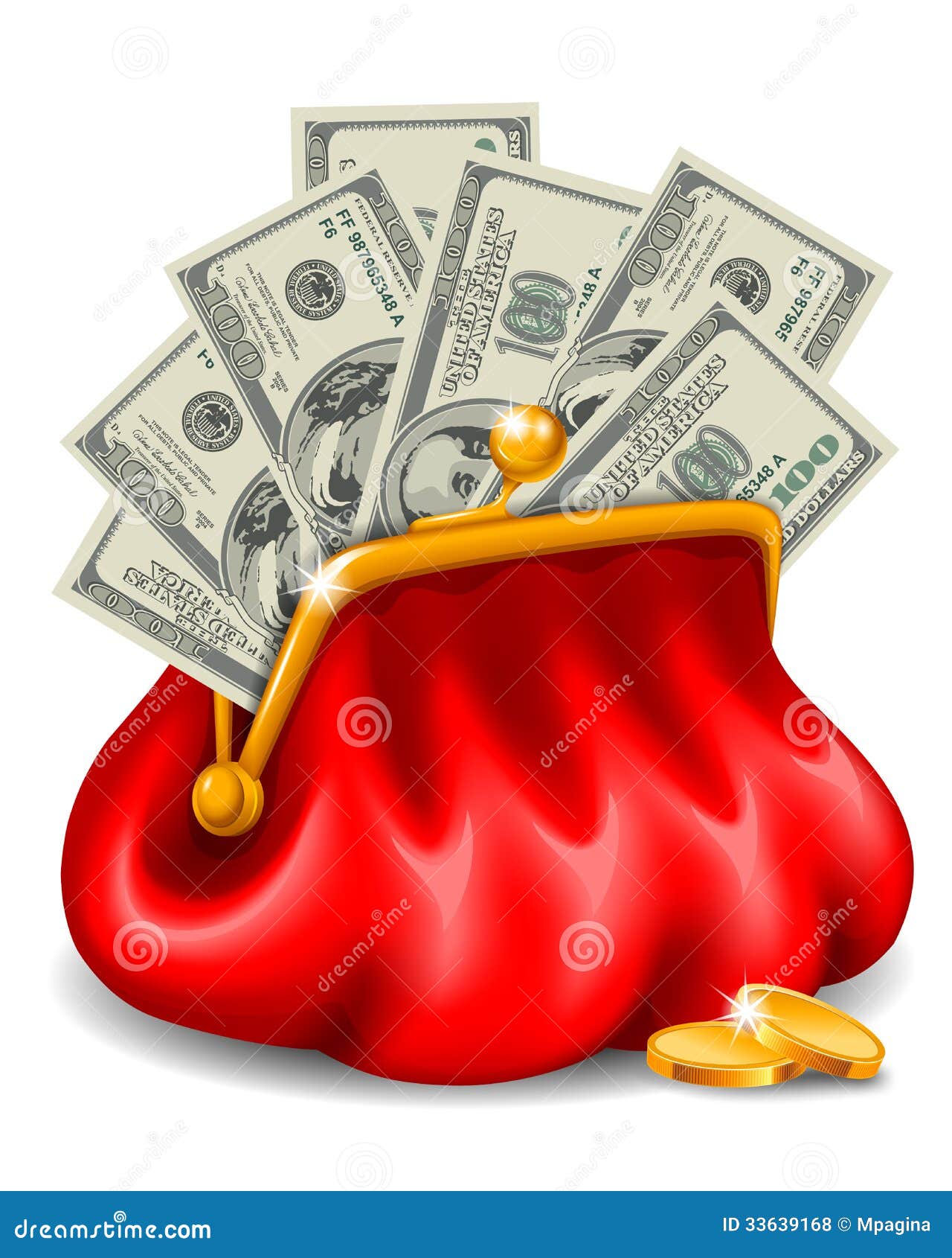 Monedero con el dinero ilustración del vector. Ilustración de envase ...