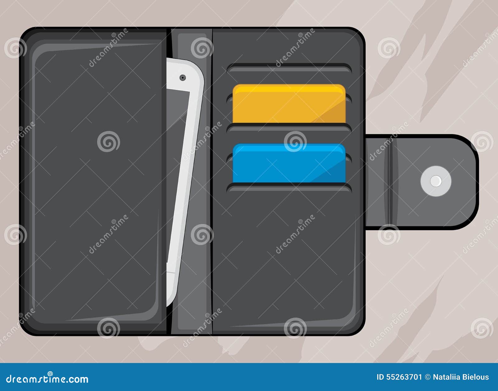 Monedero negro de moda ilustración del vector. Ilustración de cuero ...