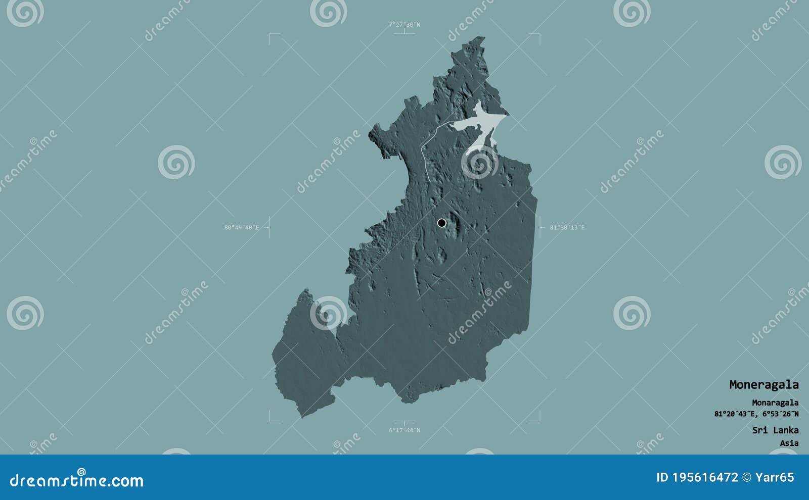 Moneragala - Sri Lanka. Bounding Box. Administrative Stock Illustration ...