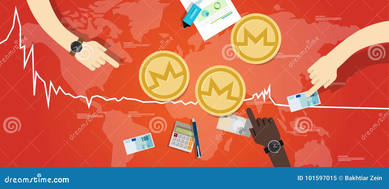 Monero Coin Decrease Exchange Value Digital Virtual Price Down Chart ...