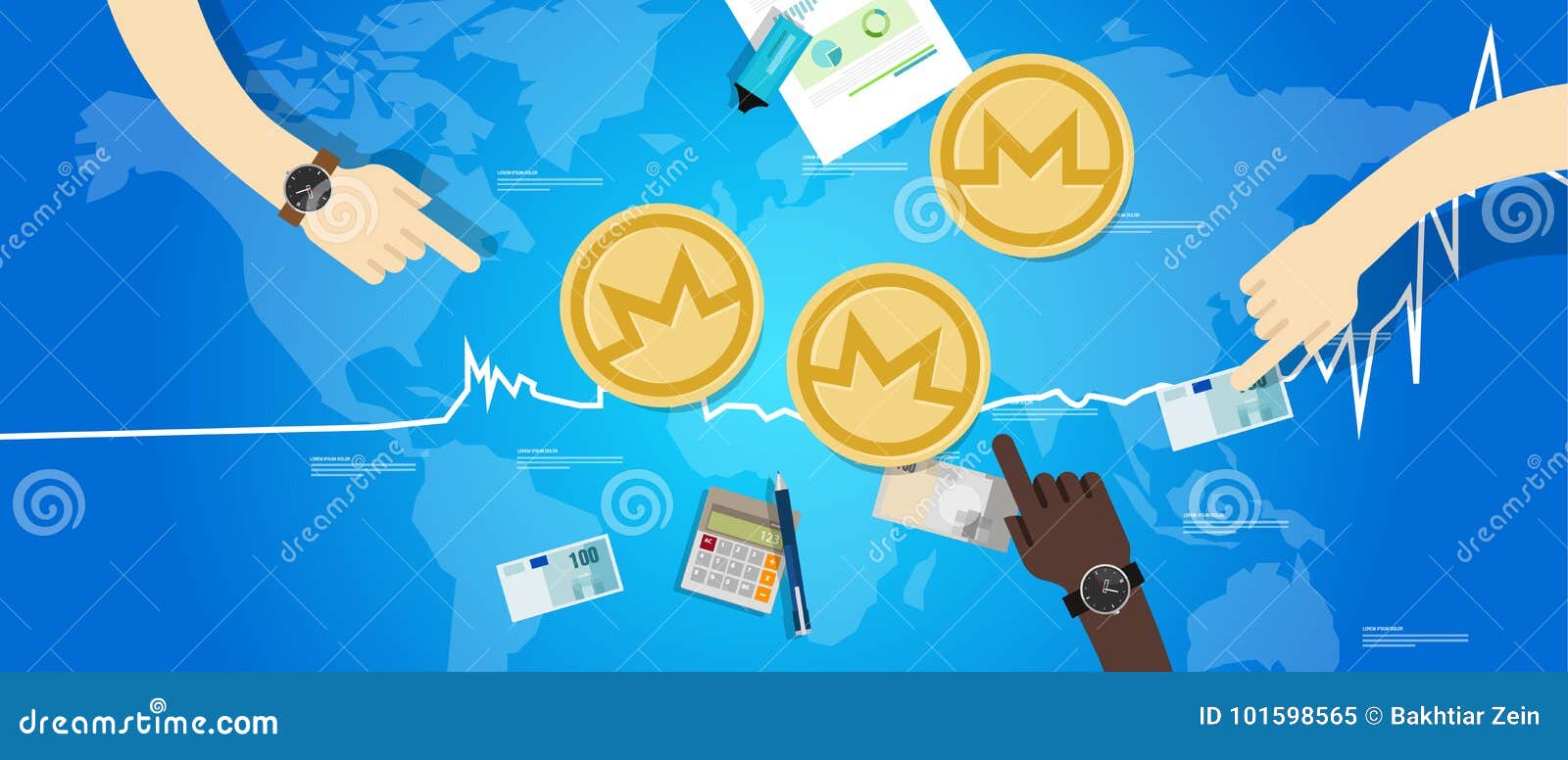 Monero Coin Increase Exchange Value Digital Virtual Price Up Chart Blue Stock Vector ...