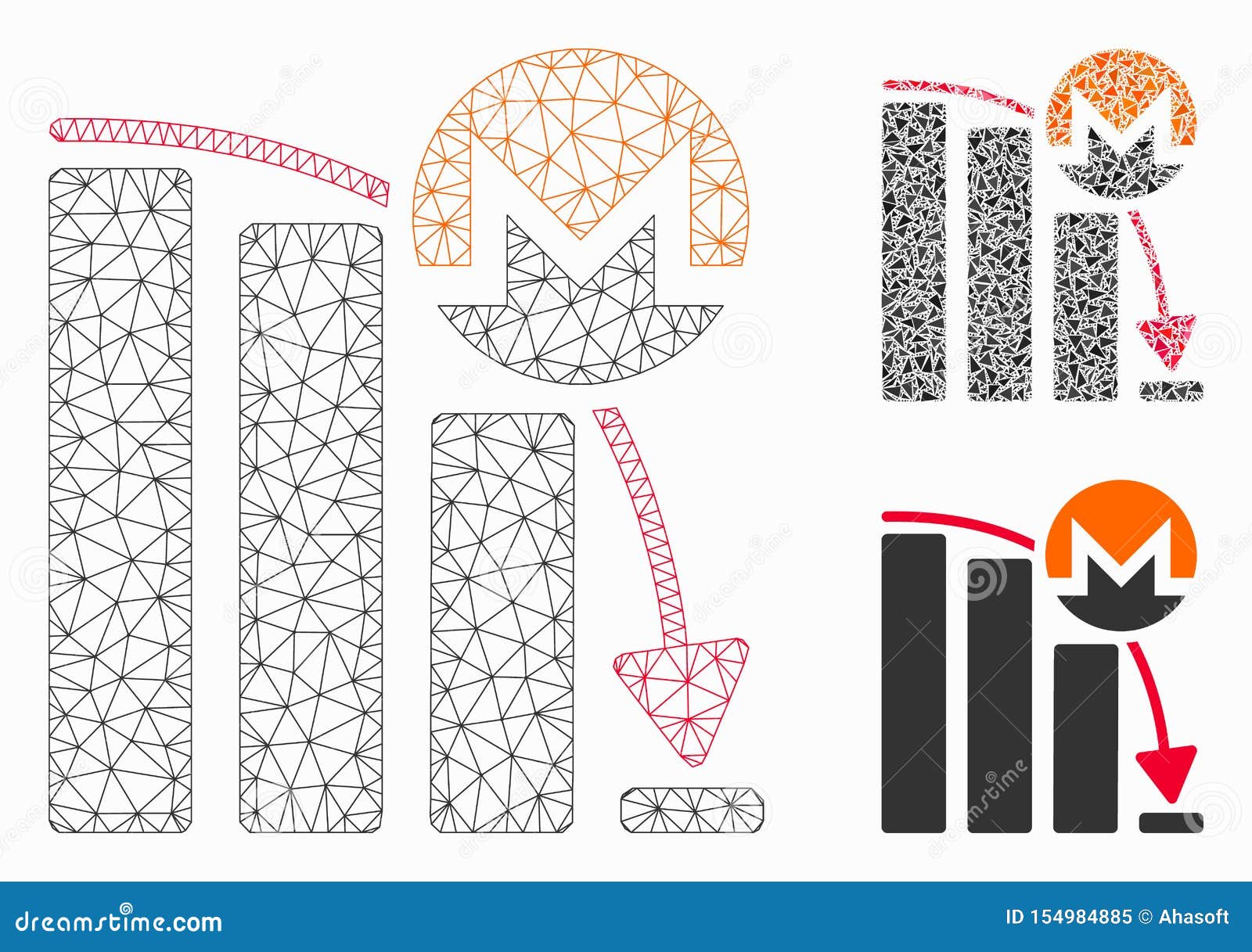 Monero Falling Acceleration Chart Vector Mesh Wire Frame Model and ... Monero Falling Acceleration Chart Vector Mesh Wire Frame Model and ...