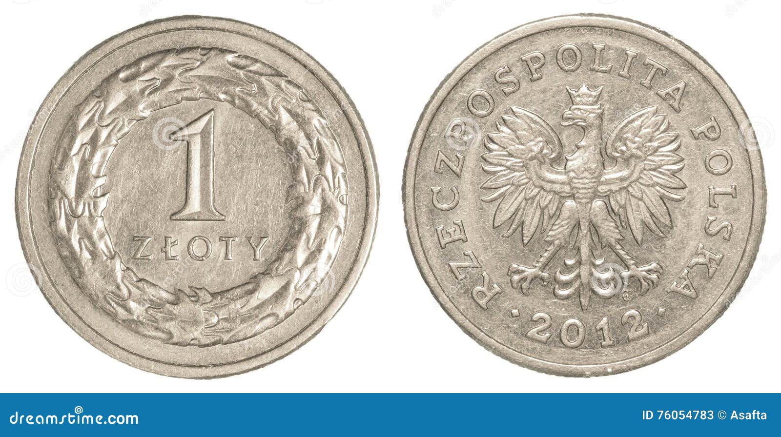 1 moneta polacca di zloty immagine stock. Immagine di lucido - 76054783