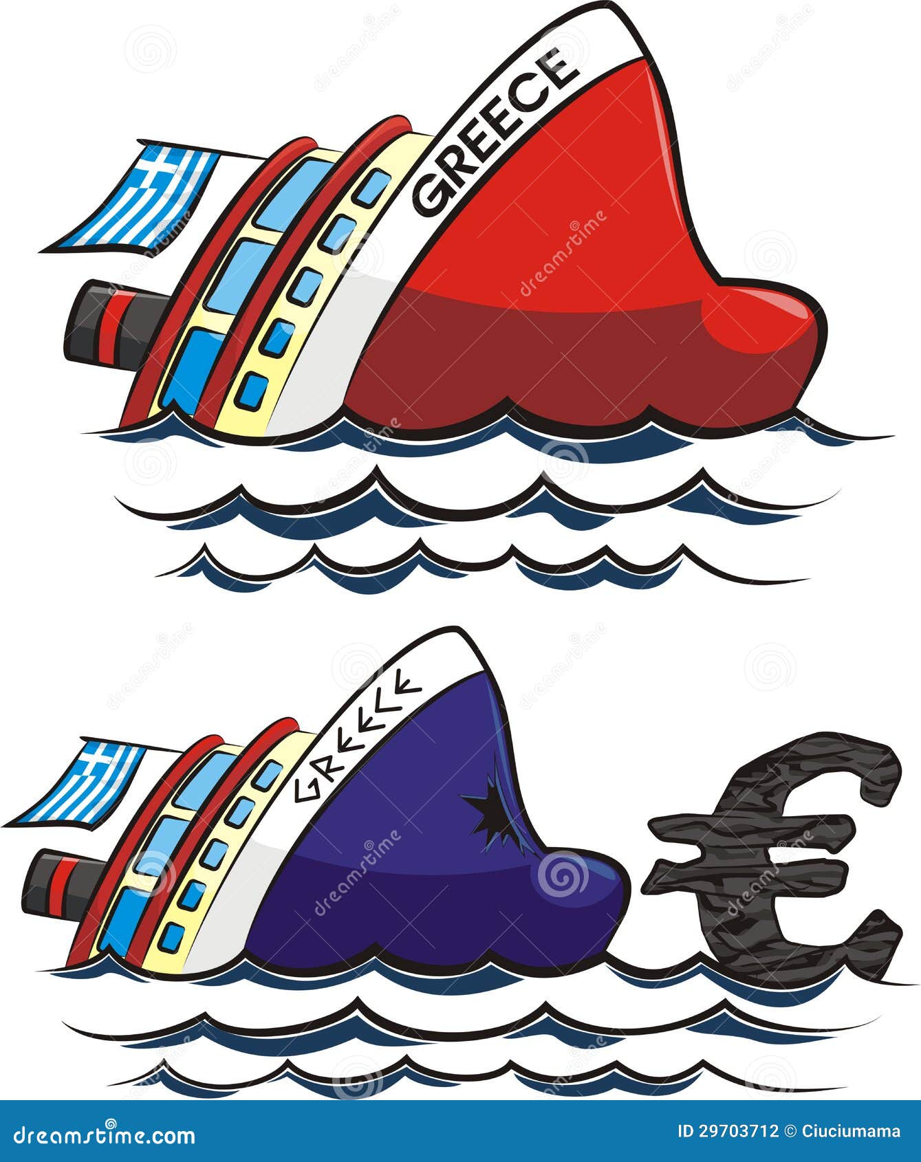 Dalend Griekenland vector illustratie. Illustration of verliezer - 29703712