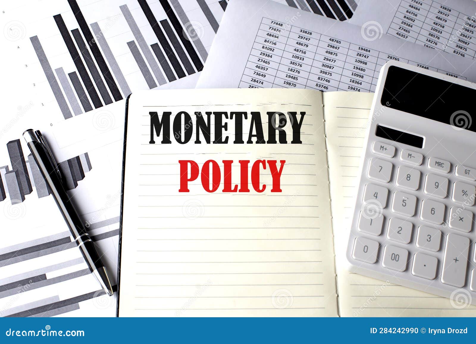 MONETARY POLICY Text Written on a Notebook on Chart and Diagram Stock ...