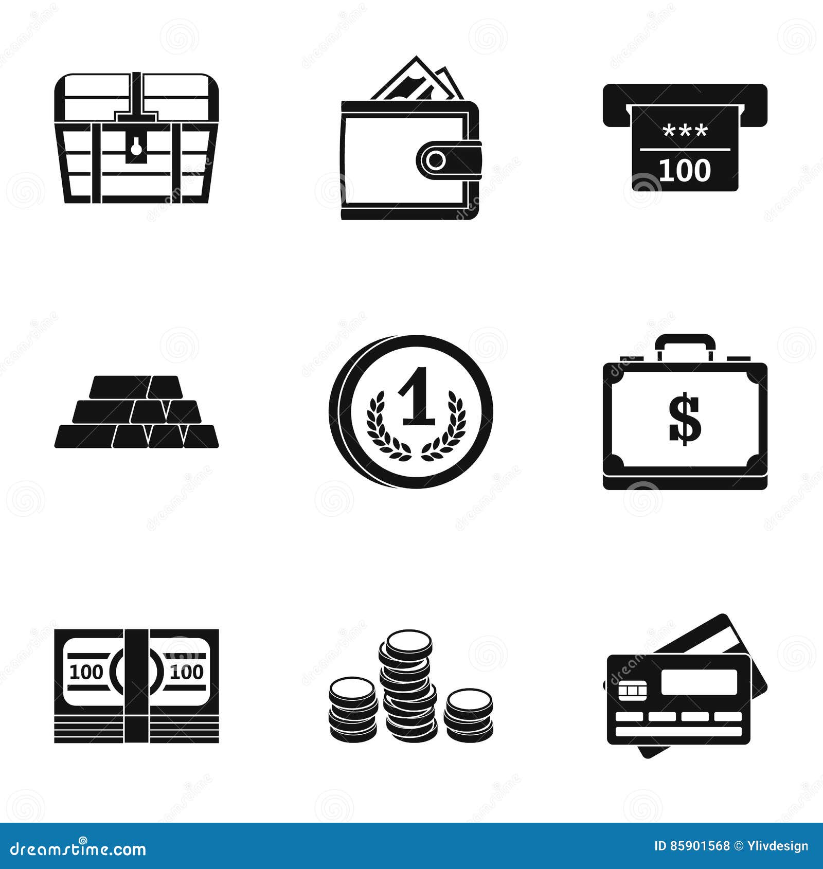 Monetary Resource Icons Set, Simple Style Stock Vector - Illustration ...