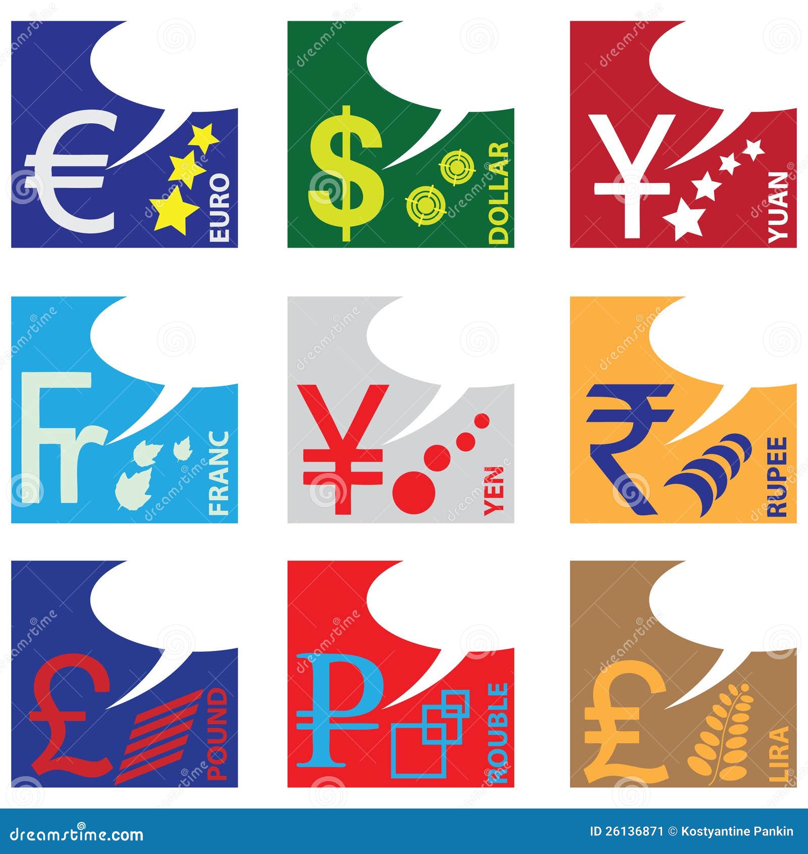 Monetary symbols stock vector. Illustration of type, symbol - 26136871