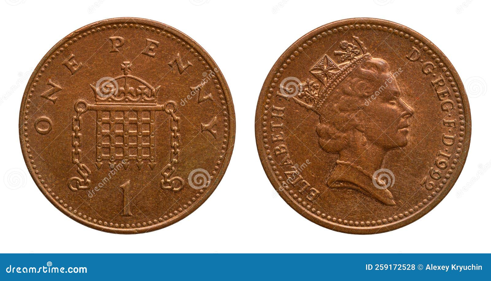 1 Monete Da Un Penny Per Il 1992 Fotografia Stock Editoriale - Immagine ...