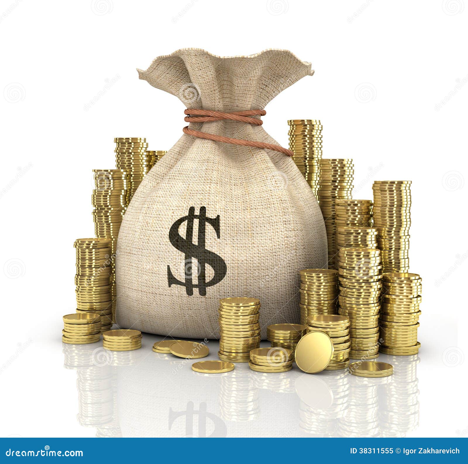 Monete dei soldi in borsa immagine stock. Immagine di valuta - 38311555