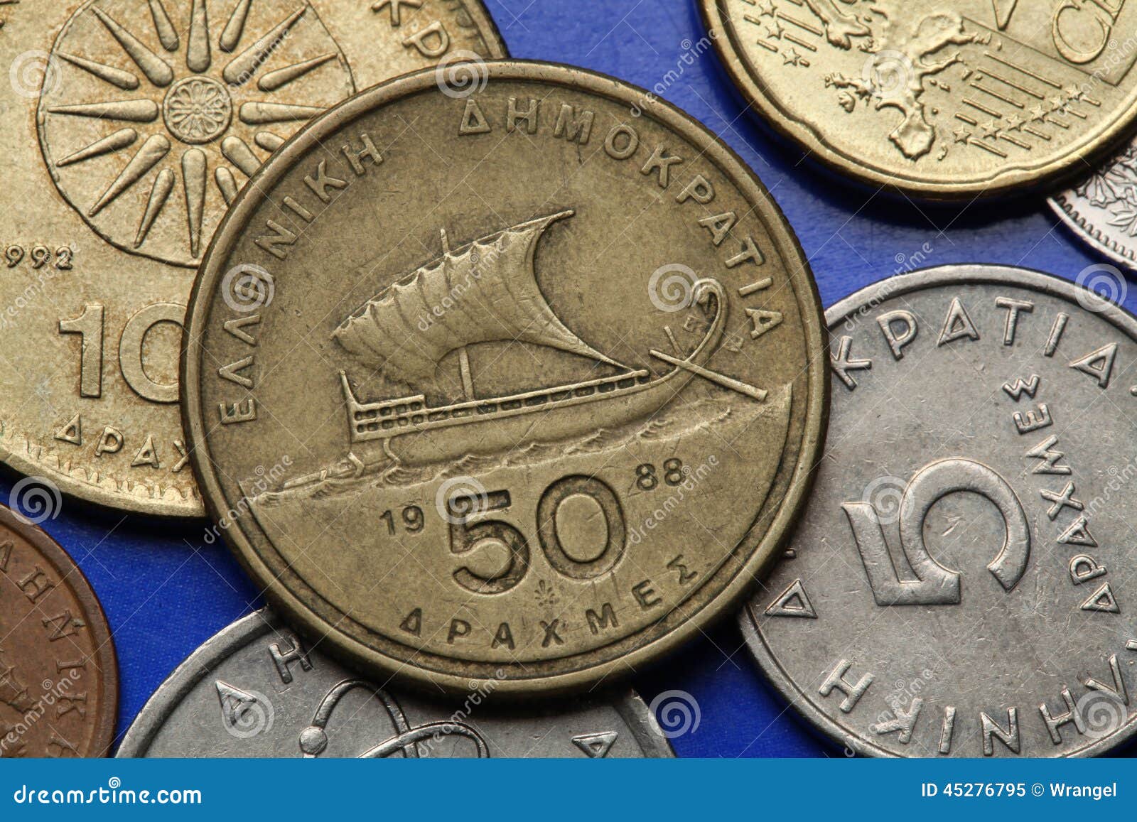 Monete della Grecia immagine stock. Immagine di invenzione - 45276795