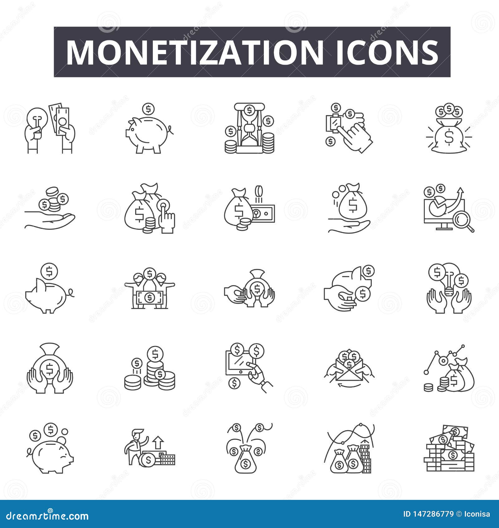 Monetization Concept Line Icons, Signs, Vector Set, Linear Concept ...