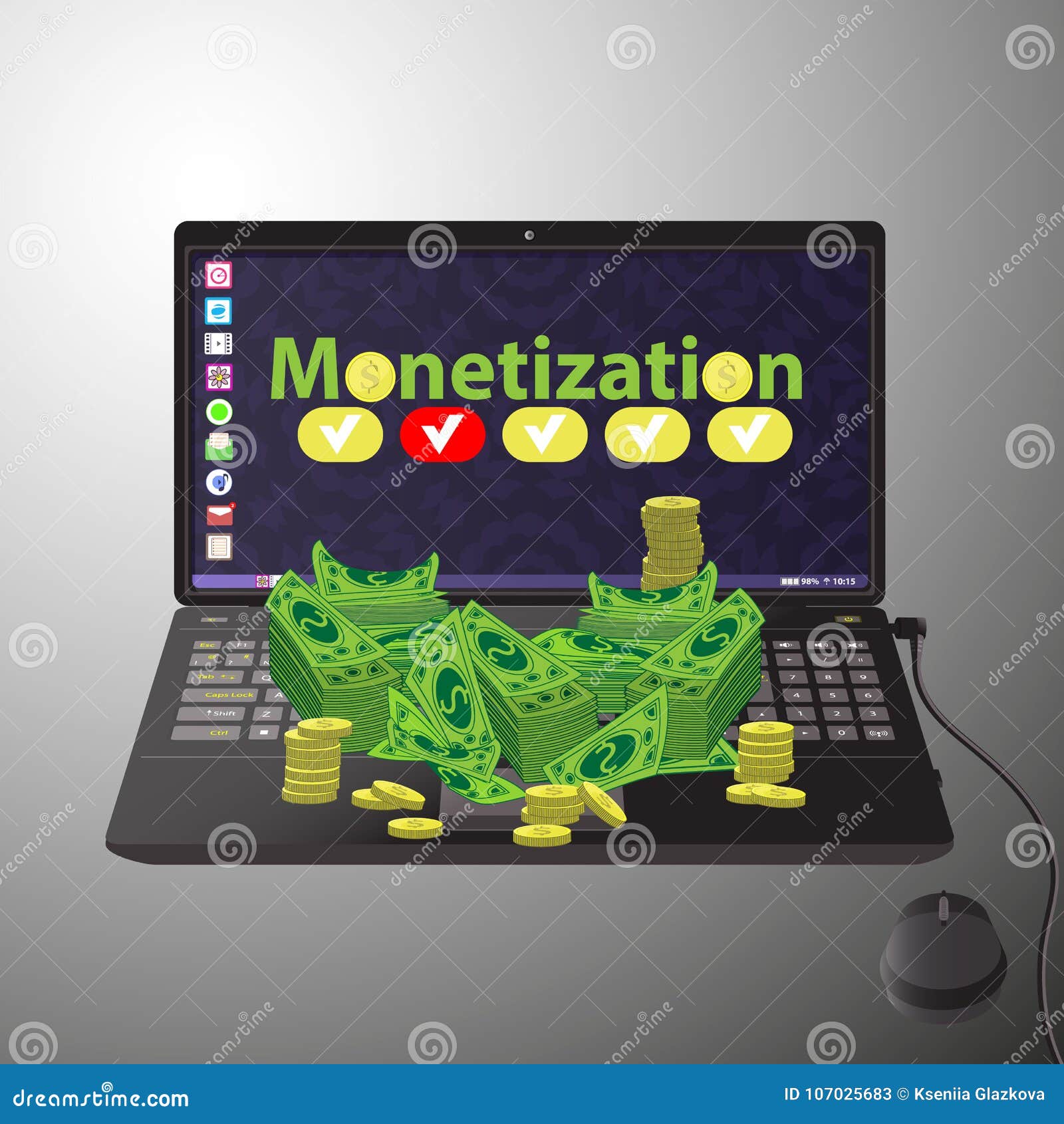 Monetization Concept. Much Money Stock Illustration - Illustration of ...