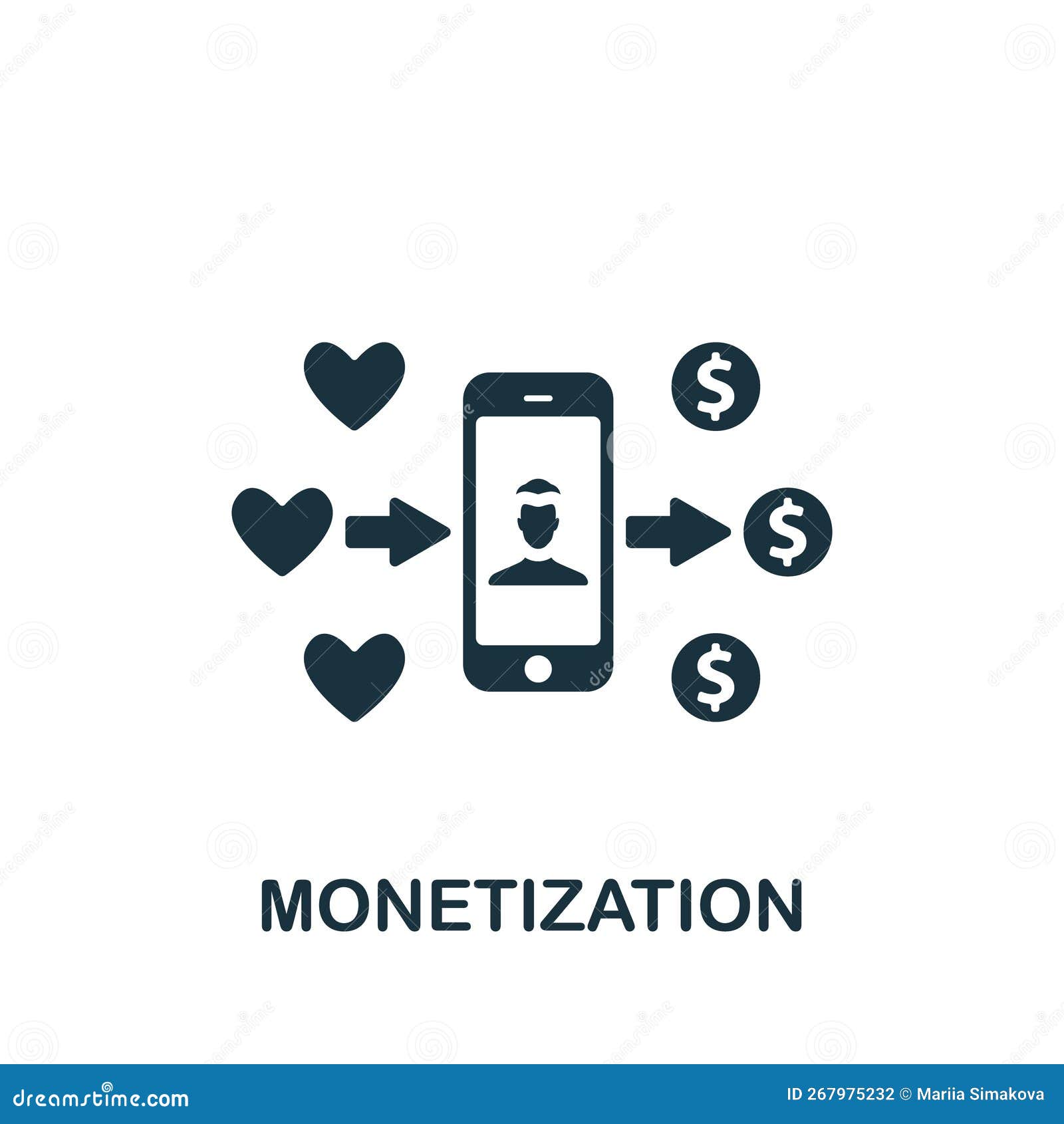Monetization Icon. Monochrome Simple Sign from Blogging Collection ...