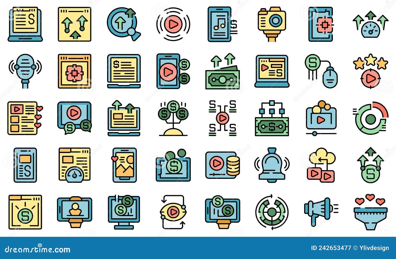 Monetization Icons Set Vector Flat Stock Vector - Illustration of ...
