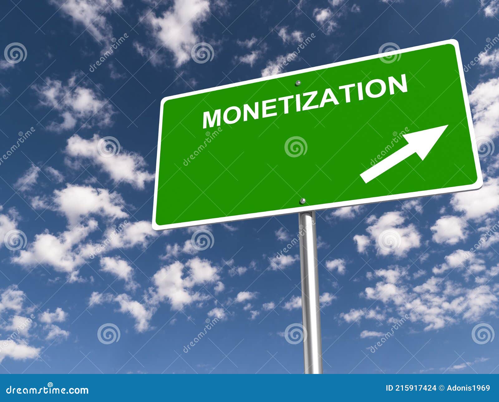 Monetization traffic sign stock photo. Image of dollar - 215917424