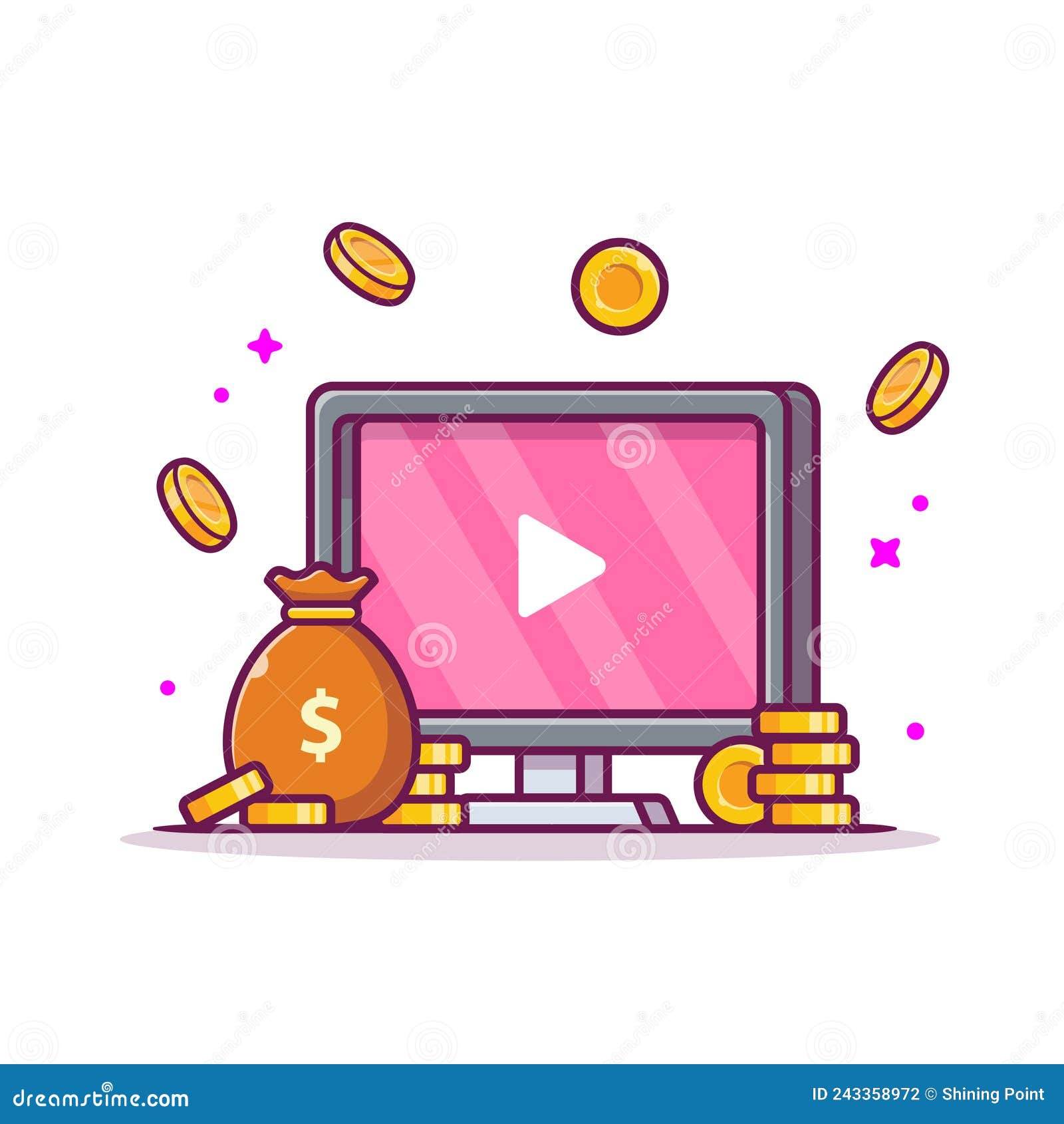 Monetize Ads Videos Cartoon Icon Illustration Stock Vector ...