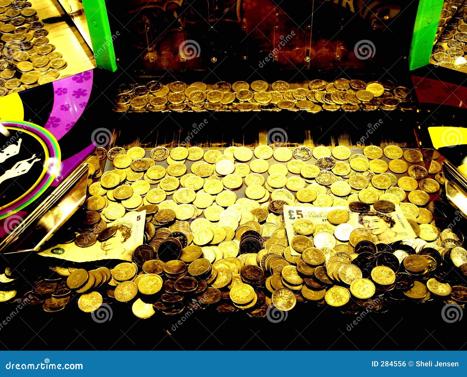 Money stock photo. Image of gamble, machine, coins, fairground - 284556